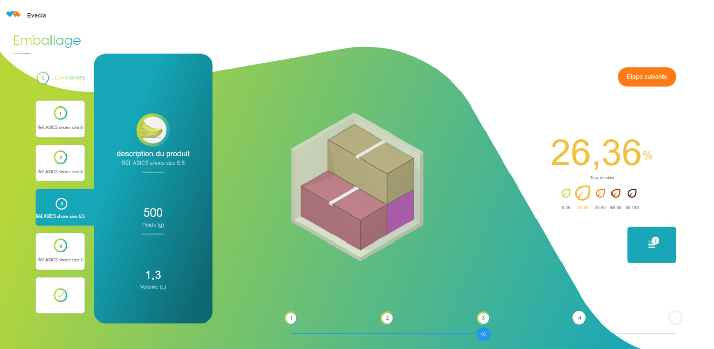 Evecia - Taux de vide colis - ITinSell Software